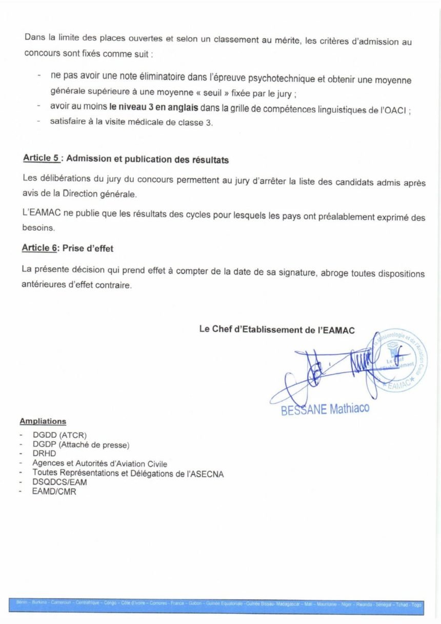 Concours d'entrée à l'Ecole Africaine de la Météorologie et de l ...